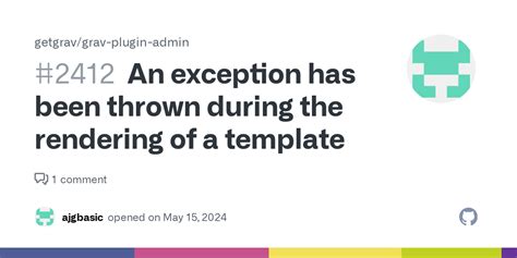 an exception has been thrown during the rendering of a template · issue