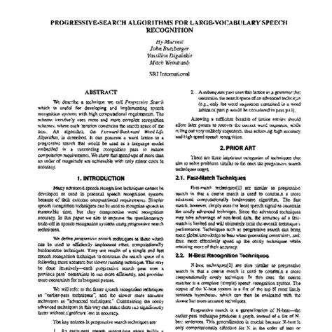Progressive Search Algorithms For Large Vocabulary Speech Recognition Acl Anthology