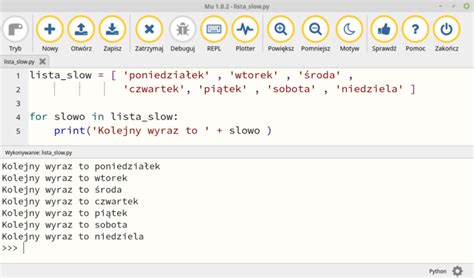 Listy pętle poziom całkiem już zaawansowany