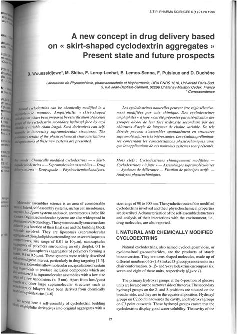 Pdf A New Concept In Drug Delivery Based On Skirt Shaped