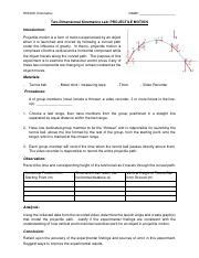 C1L1 Projectile Motion Lab Pdf SPH4U0 Kinematics NAME Two Dimensional Kinematics Lab