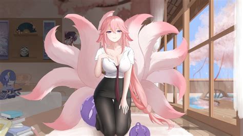 Raiden Shogun Yae Miko Slime And Makoto Genshin Impact Drawn By Xiyvlilili Danbooru