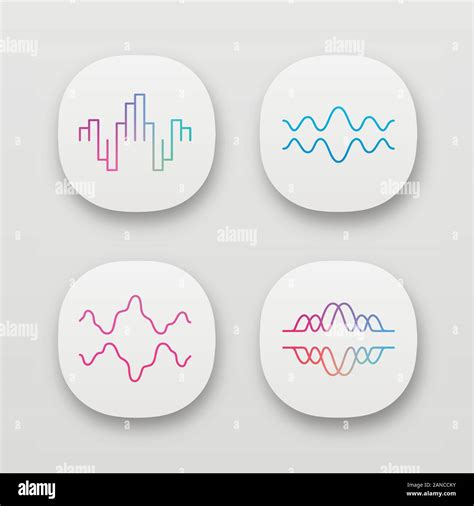 Sound Waves App Icons Set Ui Ux User Interface Audio Music Radio Signal Waves Vibration