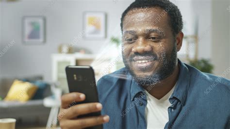 Man Using Facial Recognition Scanning On Smartphone Stock Image F0439961 Science Photo