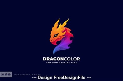 드래곤 컬러 그라데이션 로고 템플릿 벡터 Ai Uidownload