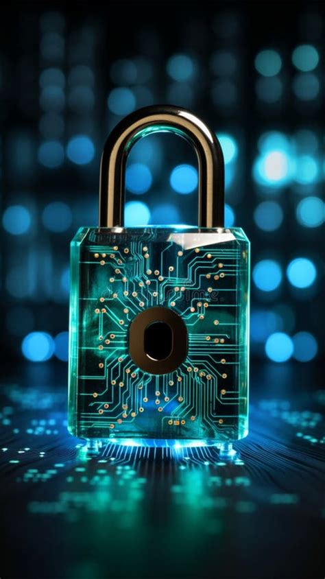 Photo Digital Security Hand Holds Padlock With Keyhole On Smartphone Modern Concept Stock