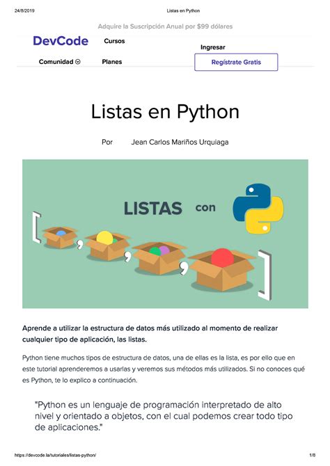 Clase Listas en Python Listas en Python Por Jean Carlos Mariños Urquiaga