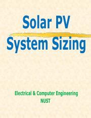 PV Sizing Pdf Solar PV System Sizing Electrical Computer Engineering NUST Introduction