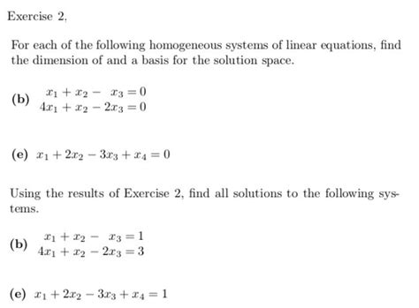 Solved For Each Of The Following Homogeneous Systems Of