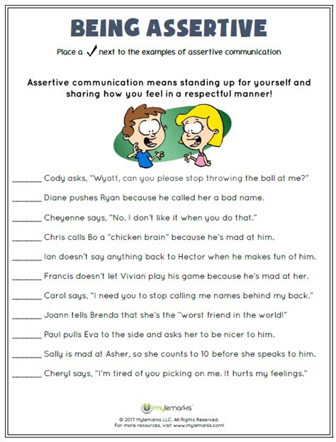 Free Printable Printable Assertive Communication Worksheet Worksheets