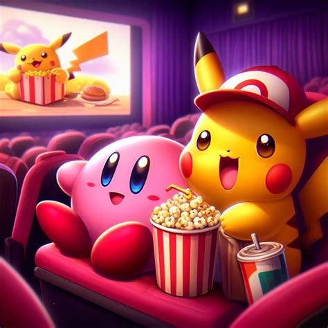 Kirby And Pikachu At A Movie Theater By Chrisgraduate27 On Deviantart
