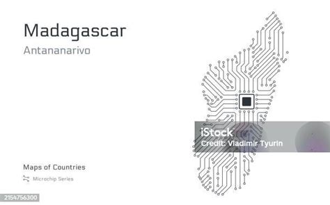 안타나나리보의 수도가 있는 마다가스카르 지도는 프로세서가 있는 마이크로칩 패턴으로 표시됩니다 Cpu에 대한 스톡 벡터 아트 및 기타 이미지 Istock