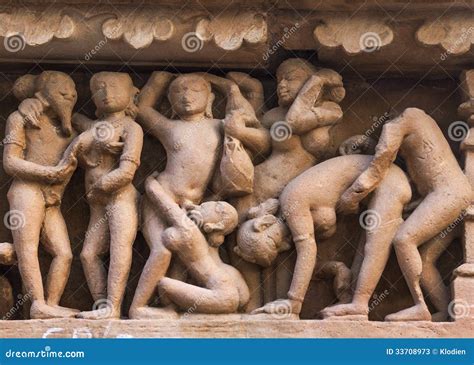 Orgy Scene Sculptures On Hindu Temple In India S Khajuraho Stock Image Image Of Sanctuary