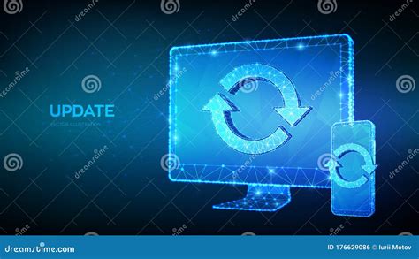 update synchronization processing concept abstract low polygonal