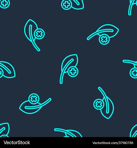 Green Line Leaf Icon Isolated Seamless Pattern Vector Image