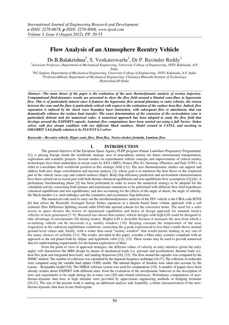 Pdf Flow Analysis Of An Atmosphere Reentry Vehicle