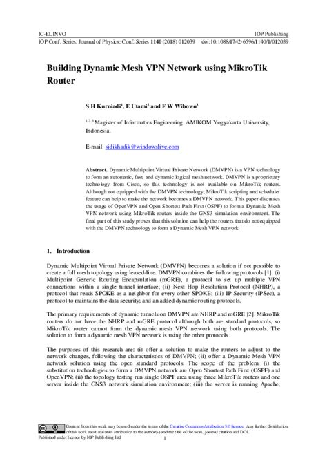 pdf building dynamic mesh vpn network using mikrotik router