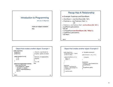 Introduction To Programming Object Creation Lecture Slides Cis 110
