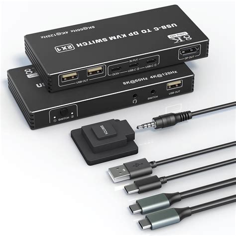 Usb C Kvm Switch 8k 60hz 4k 120hz 2 In 1 Out Type C Kvm Switch For 2 Computers