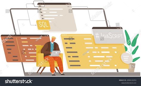 Programmer Engineering Coding Coder Programmers Working Stock Vector