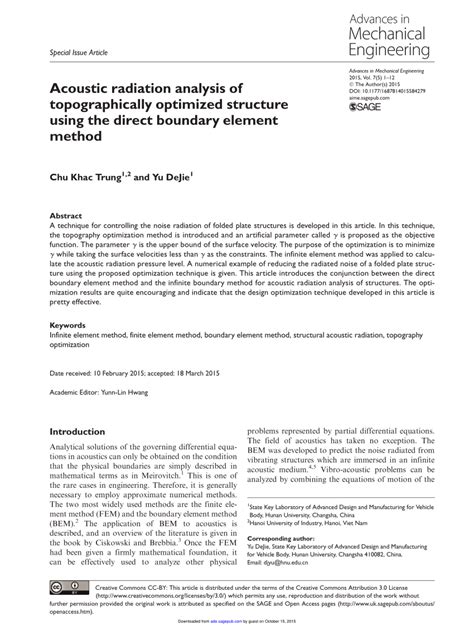 pdf acoustic radiation analysis of topographically optimized