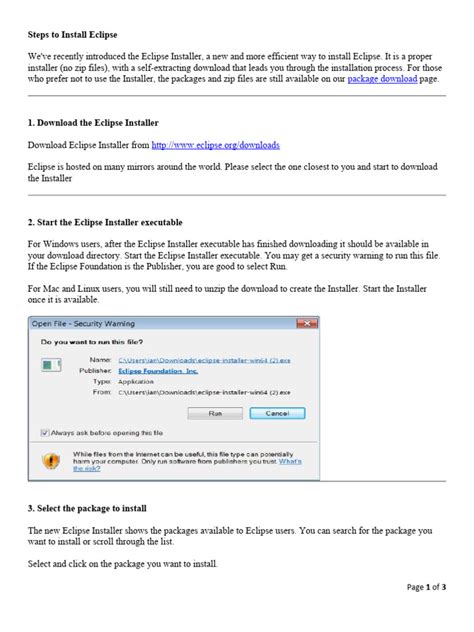 Steps To Install Eclipse Pdf Computers Technology And Engineering