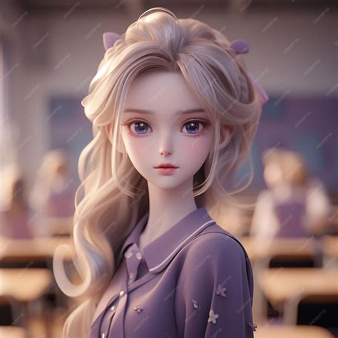 Premium Photo Anime Girl With Long Blonde Hair And Blue Eyes In A