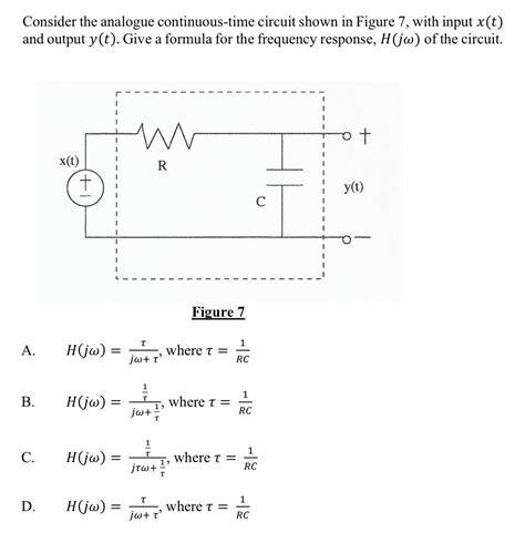 Solved Consider The Analogue Continuous Time Circuit Shown