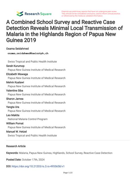 Pdf A Combined School Survey And Reactive Case Detection Reveals