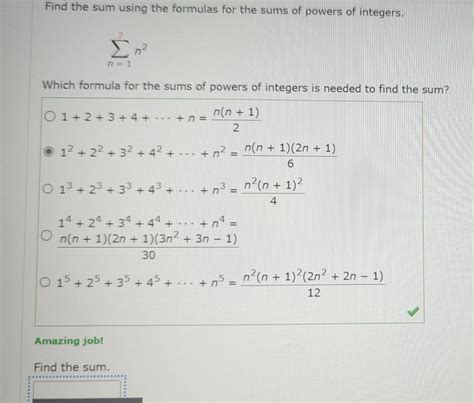 [solved] find the sum using the formulas for the