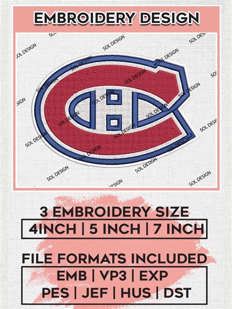 Nhl Montreal Canadiens Team Logo Embroidery Design Nhl Montreal