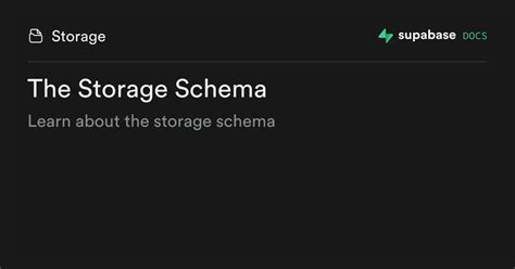 The Storage Schema Supabase Docs
