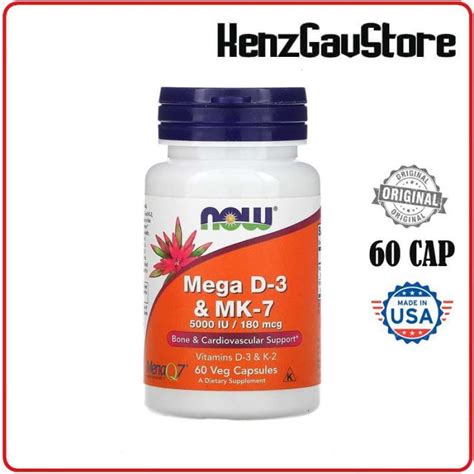 Promo Vitamin Mega Mk7 180 Mcg D3 5000 Iu Now Foods 60 Veg Capsules