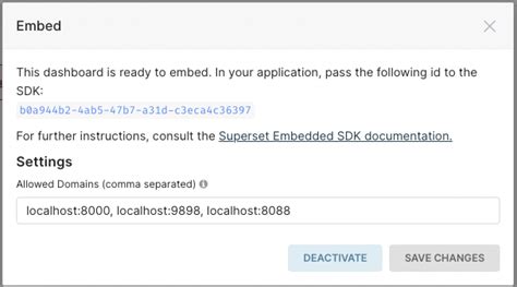 403 forbidden error when trying to embed a dashboard and view it using a