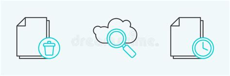 set line document with clock delete file document and search cloud