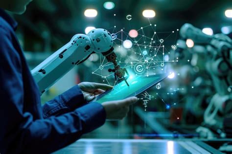 Premium Ai Image Industrial Engineer Manages Robotics With Ai And Automation