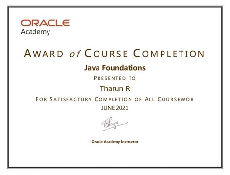 Successfully Completed The Java Foundations Course By Oracle Acquiring
