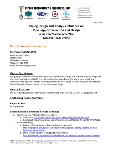 Ptp Syllabus Ptp Piping Design Pdf Fluid Dynamics Pipe Fluid Conveyance