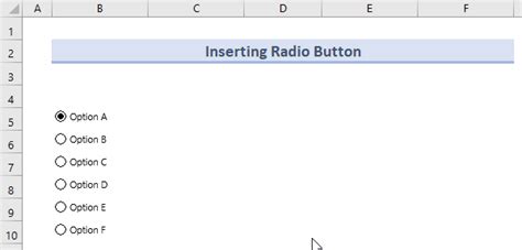 Radio Button In Excel Without Macro Insert Copy Group Delete