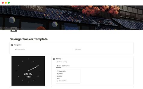 savings notion template