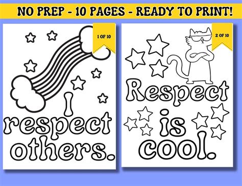 Respect Coloring Pages Character Education Sel Activity Pdf Etsy