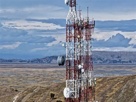 Aerial View Of Telecommunications And Radio Television Towers Built On
