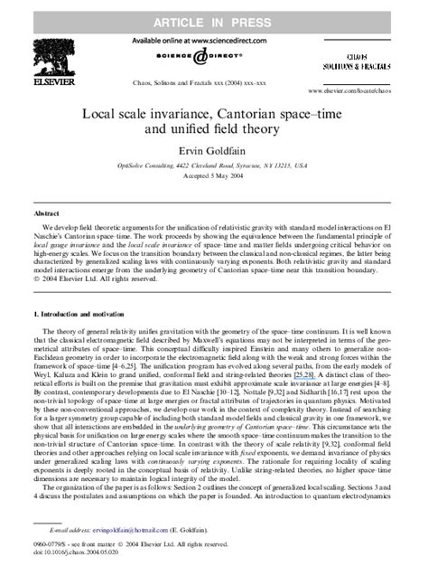 Pdf Local Scale Invariance Cantorian Space Time And Unified Field Theory