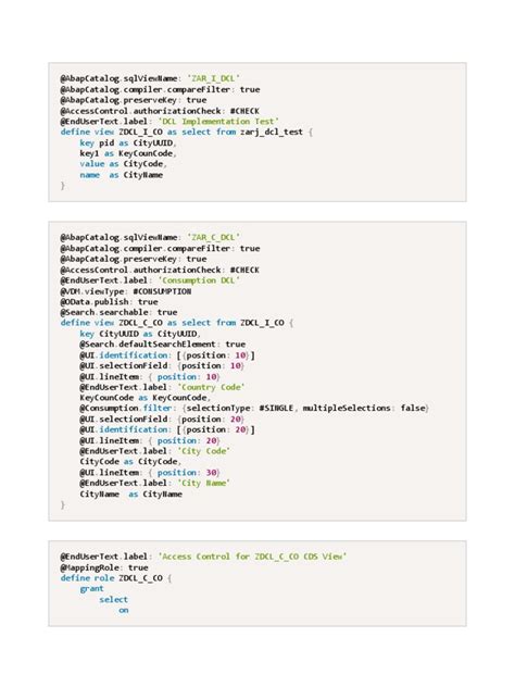 Implementing Dcl With Cds Views And Roles Code Pdf