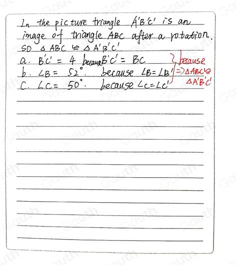 solved 4 in the picture triangle a b c is an image of triangle abc