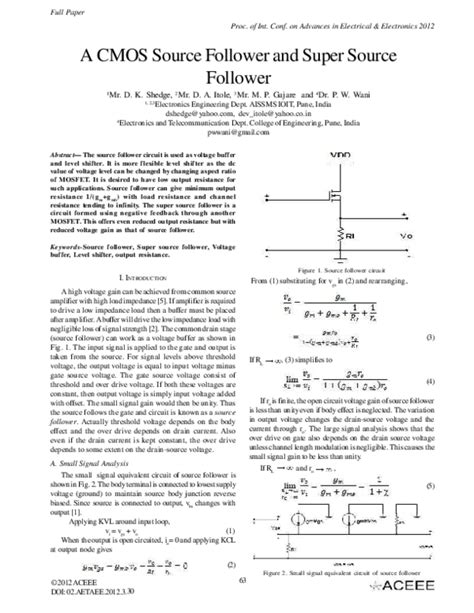 Pdf A Cmos Source Follower And Super Source Follower