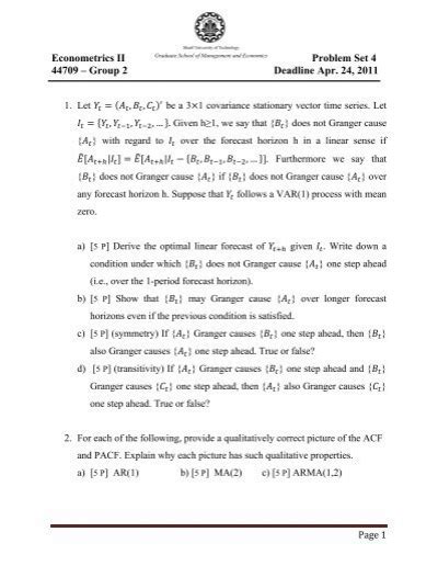 Econometrics Ii Problem Set 4 44709 â Group 2 Deadline Apr 24