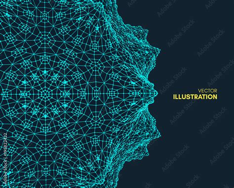 Abstract Science Or Technology Background Graphic Design Network Illustration With Particle