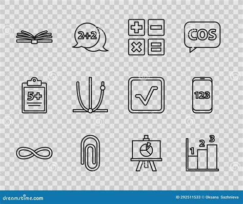 Set Line Function Mathematical Symbol Schedule Chart Diagram Feather And Inkwell Book With
