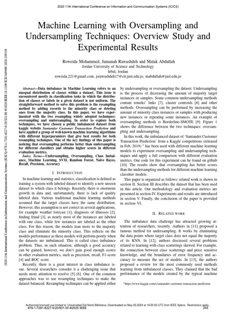 machine learning with oversampling and undersampling techniques